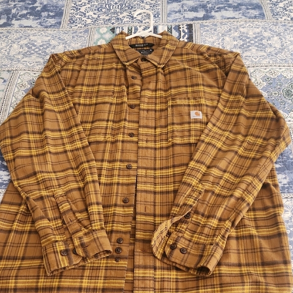 Carhartt | Shirts | Carhartt Tan And Yellow Checkered Shirt | Poshmark